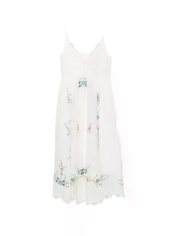 DREAM CATCHER Embroidered Eyelet-detail Midi Dress - White