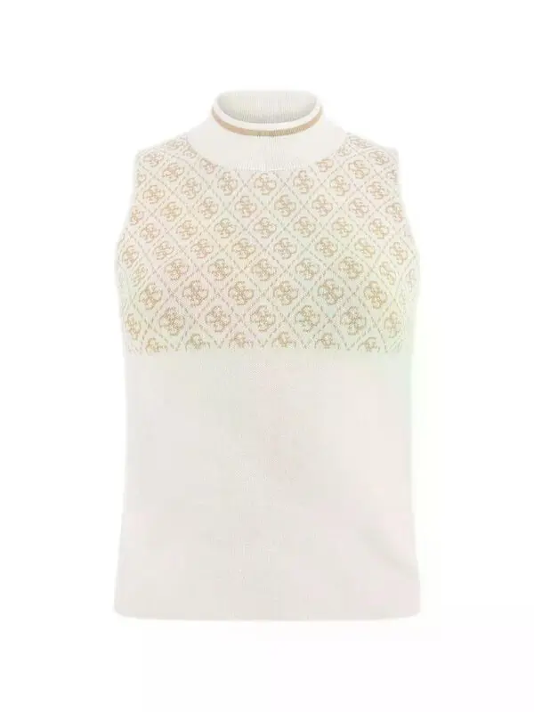 Guess Monogram-pattern Mock-neck Top - Neutrals