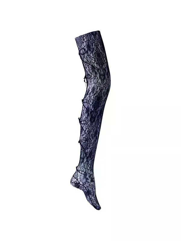 PAULINE DUJANCOURT Floral-lace Tights - Blue