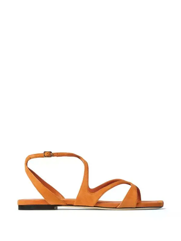 JIMMY CHOO Alya Ankle Strap Flat Sandals - Orange