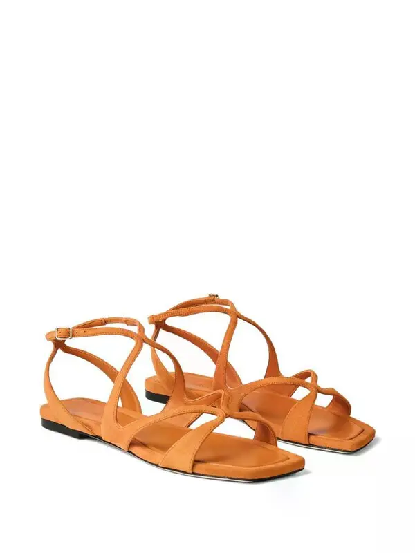 JIMMY CHOO Ayla Suede Flat Sandals - Orange