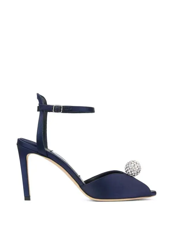 JIMMY CHOO Sacora 85 Crystal-embellished Sandals - Blue