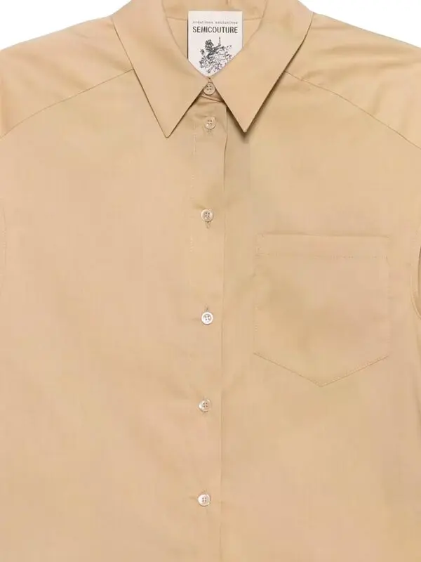 SEMICOUTURE Lottie Cap-sleeve Button-down Shirt - Neutrals