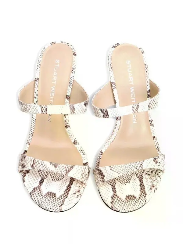 STUART WEITZMAN Nudist Slide Snakeskin-effect Sandals - Neutrals