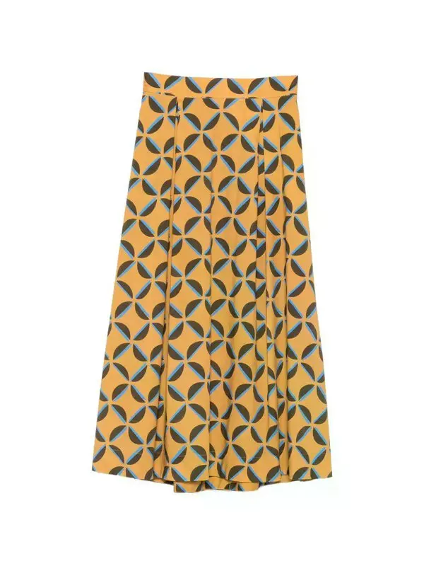 NIU Geometric-print Pleated Skirt - Yellow