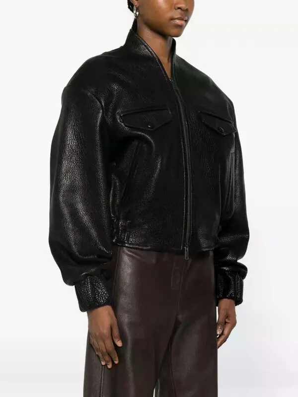 DUCIE Frankie Pebbled Leather Jacket - Black