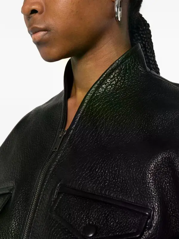DUCIE Frankie Pebbled Leather Jacket - Black