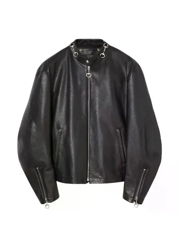 Gucci Horsebit Leather Jacket - Black