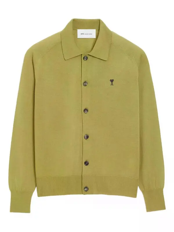 Ami De Coeur Collar Logo Cardigan - Green