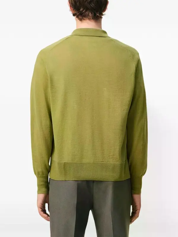 AMI Paris Merino Wool Cardigan With De Coeur Embroidery - Green