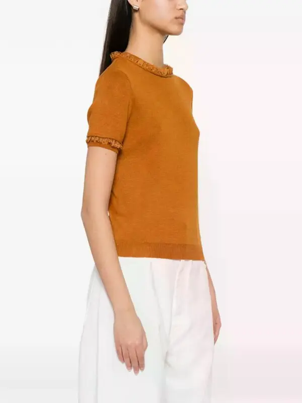 SHUSHU/TONG Lace-trimmed Short-sleeve Sweater