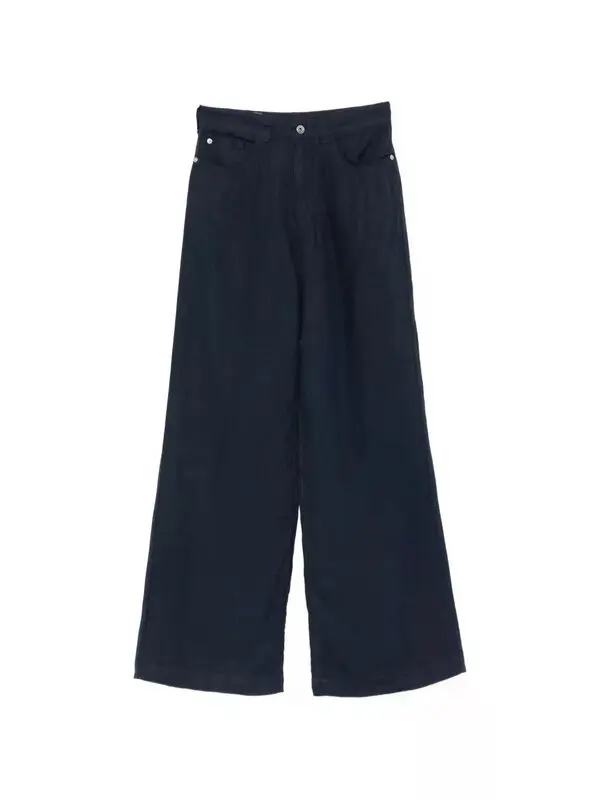 Emporio Armani Wide-leg Linen Trousers - Blue