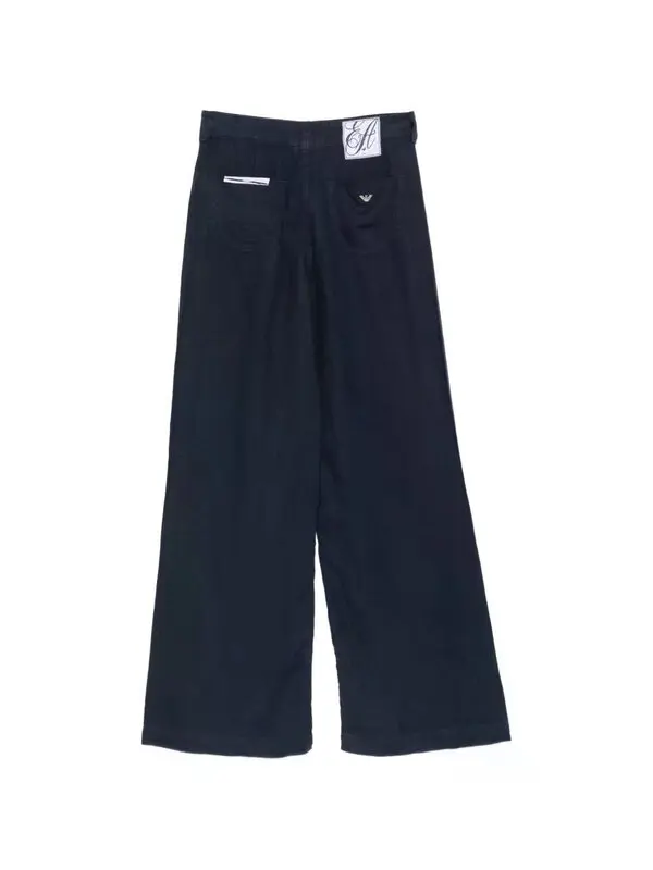 Emporio Armani Wide-leg Linen Trousers - Blue