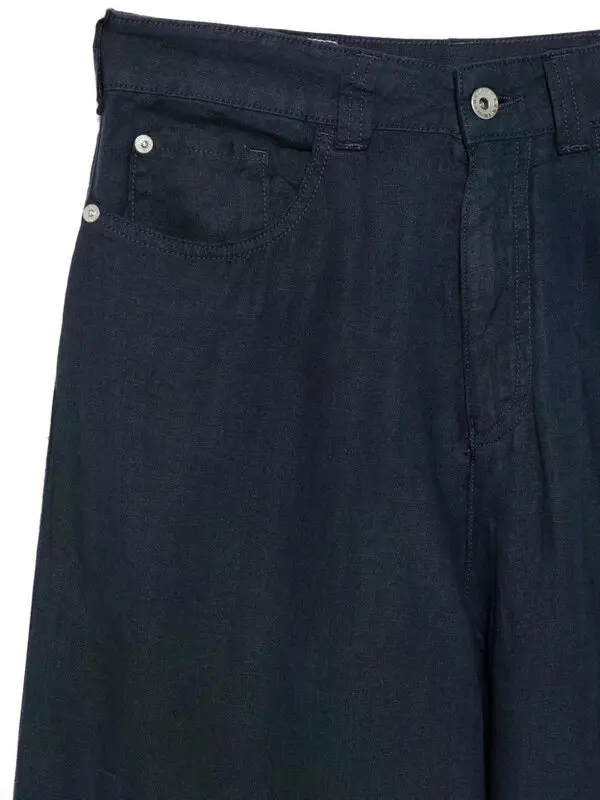 Emporio Armani Wide-leg Linen Trousers - Blue
