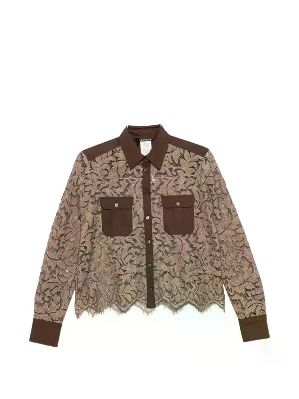 PENNYBLACK Lace-overlay Panelled Shirt - Brown