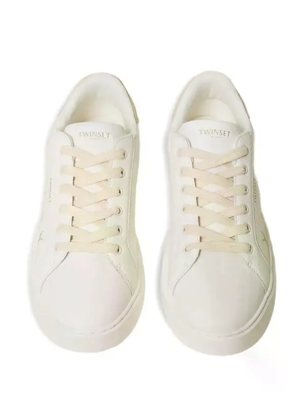 TWINSET Floral-embroidered Leather Sneakers