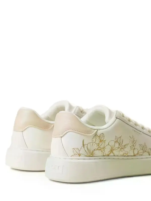 TWINSET Floral-embroidered Leather Sneakers