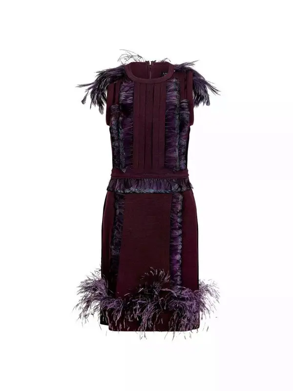 LANVIN Feather-trim Sleeveless Dress - Purple