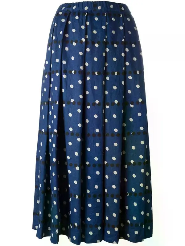 Comme Des Garçons Polka-dot Pleat Skirt - Blue