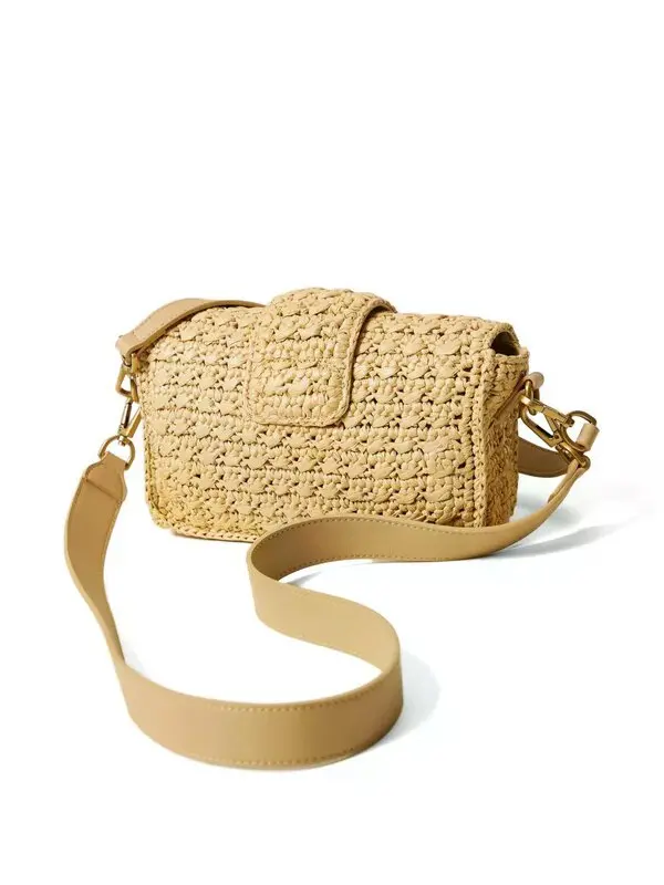 TWINSET Raffia Shoulder Bag With Logo Buckle