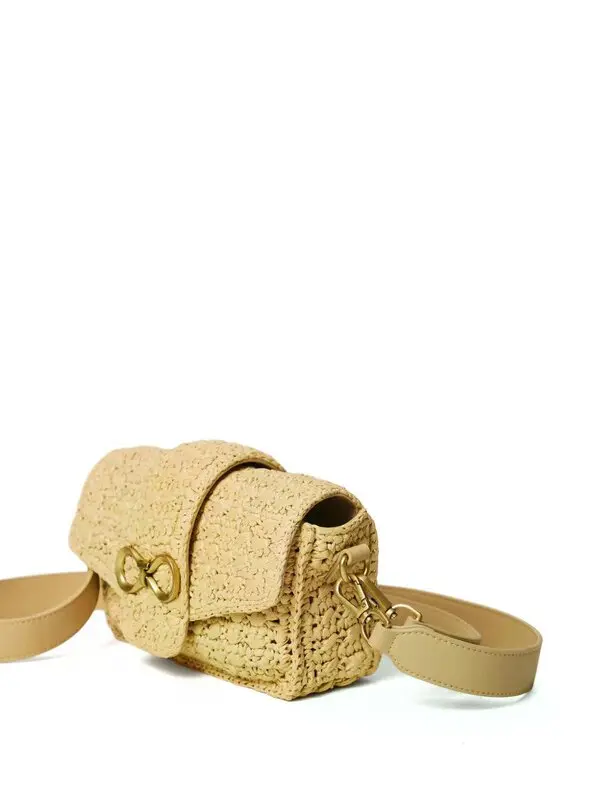 TWINSET Raffia Shoulder Bag With Logo Buckle
