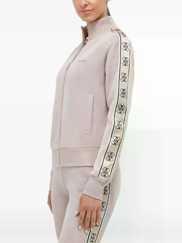 Guess Logo-tape Zip-up Sweatshirt - Pink