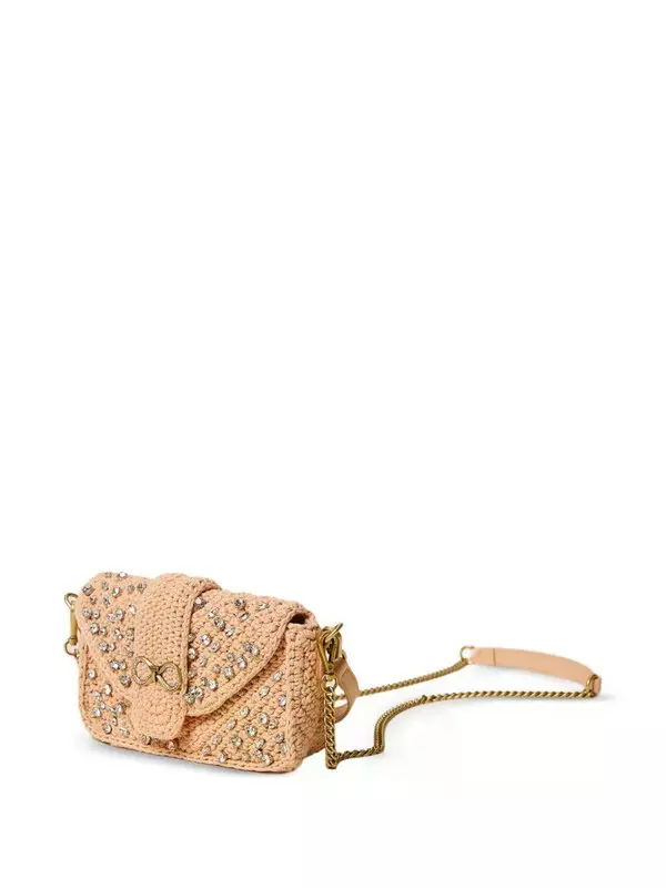 TWINSET Crochet Shoulder Bag With Rhinestone Embellishments - Pink
