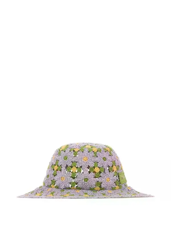 Fendi Embroidered Crochet Bucket Hat - Purple