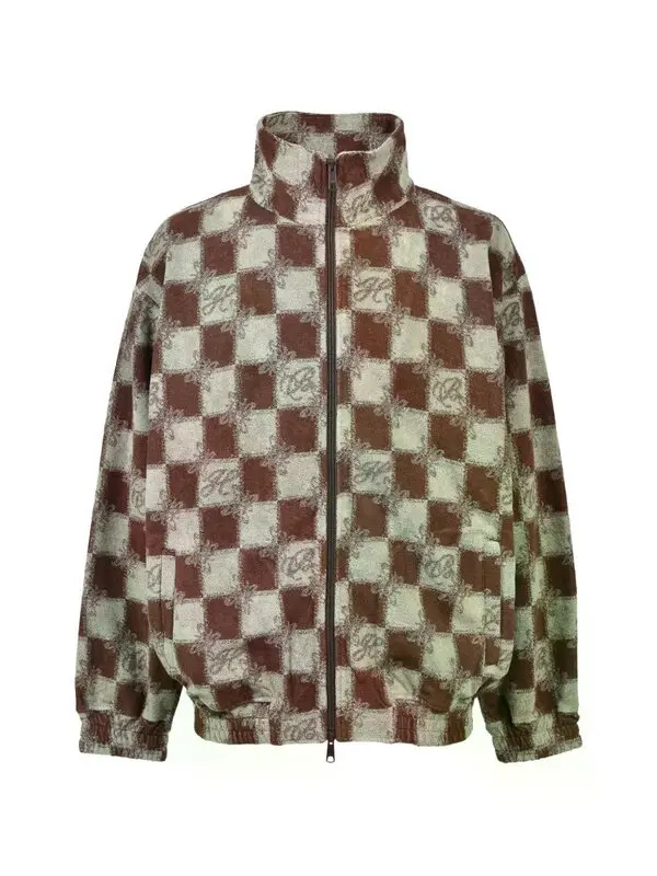 BREATH Block-check Pile Jacket - Brown