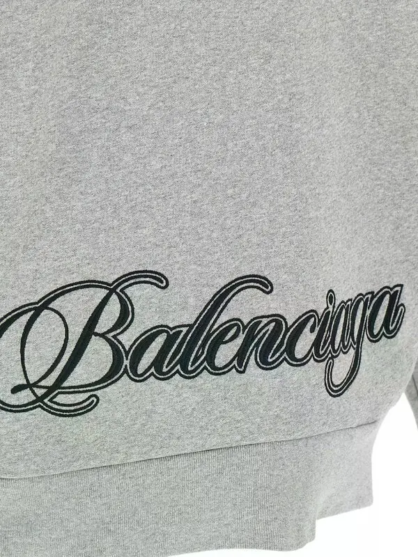 Balenciaga Embroidered Cotton Hoodie - Grey