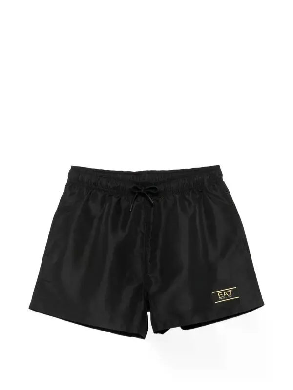 EA7 Logo-patch Drawstring Swim Shorts - Black