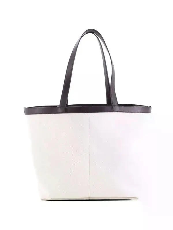 Bottega Veneta Flip Flap Canvas With Intrecciato Leather Medium Tote Bag - Neutrals