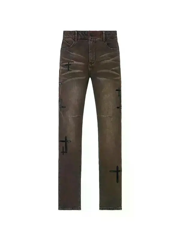 RtA Bryant Cross-patch Skinny Jeans - Brown