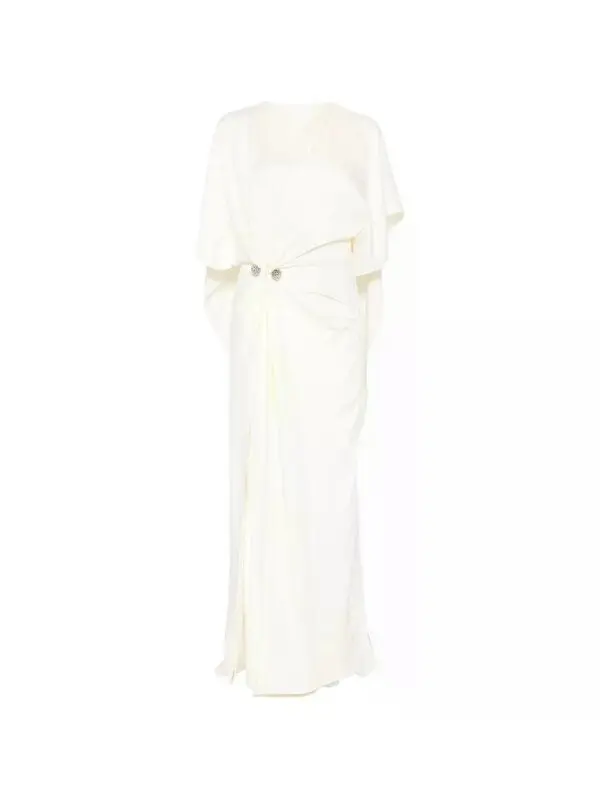 Brandon Maxwell B Maxwell Draped Dress With Cuff Link Hardware - Neutrals