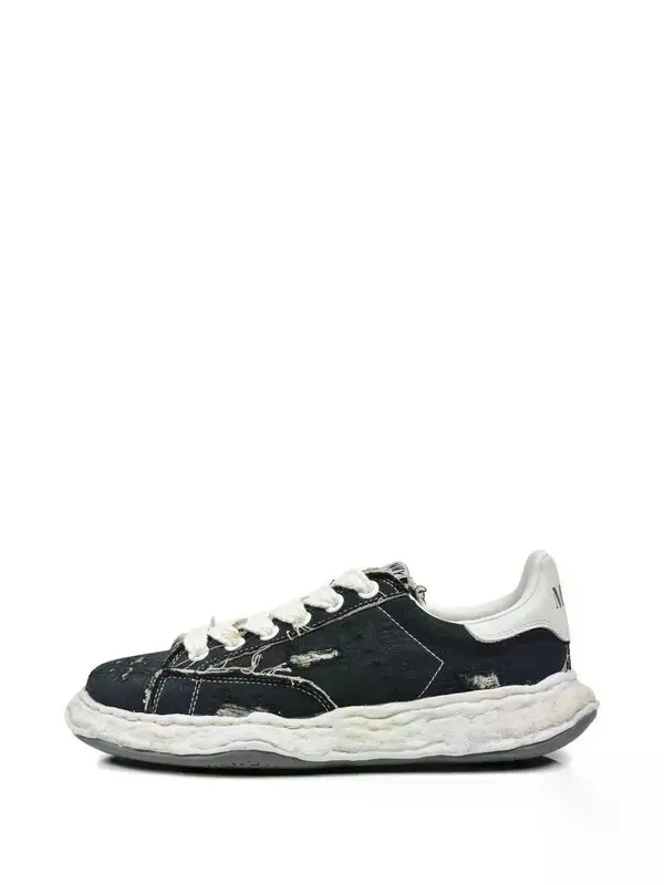 Mihara Yasuhiro Charles Og Sole Ripped-canvas Sneakers - Black