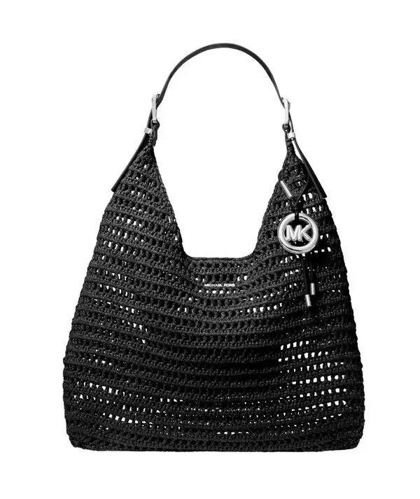 Michael Kors Nolita Crocheted Hobo Shoulder Bag - Black