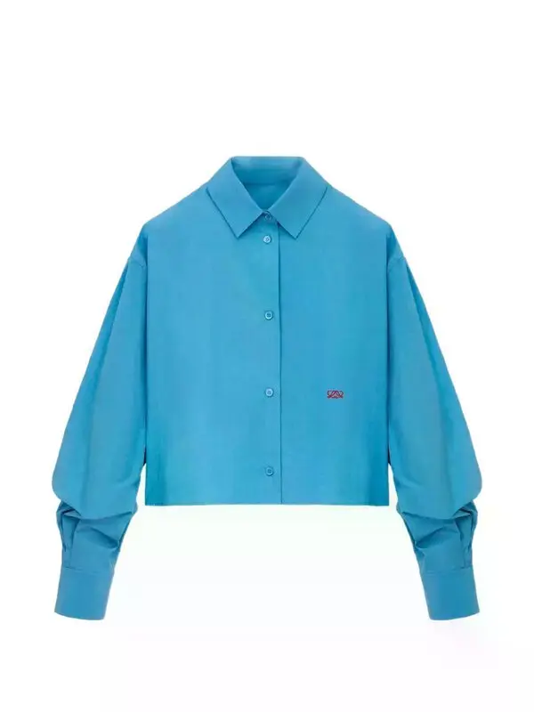 Loewe Anagram-embroidered Cropped Shirt - Blue