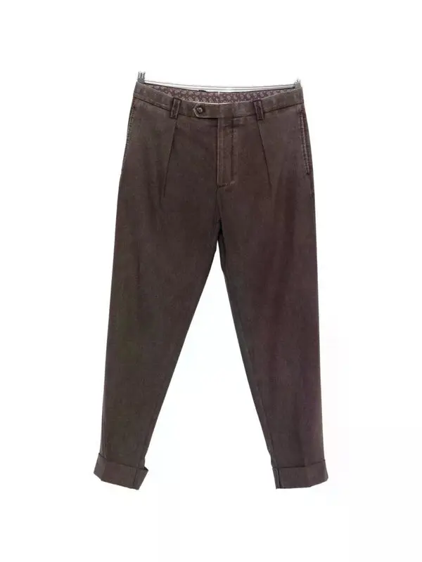 BERWICH Chiaia Pleated Turn-up Trousers - Brown