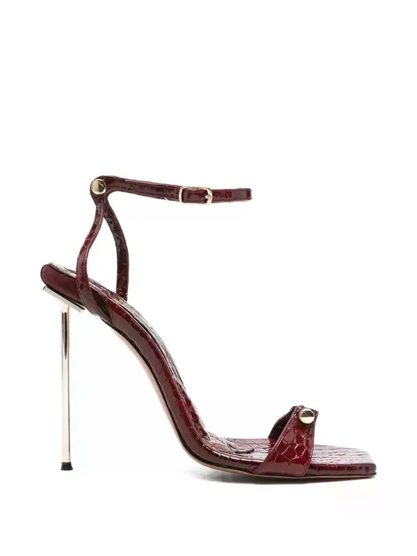 HARDOT Croc-effect Stiletto Sandals - Red