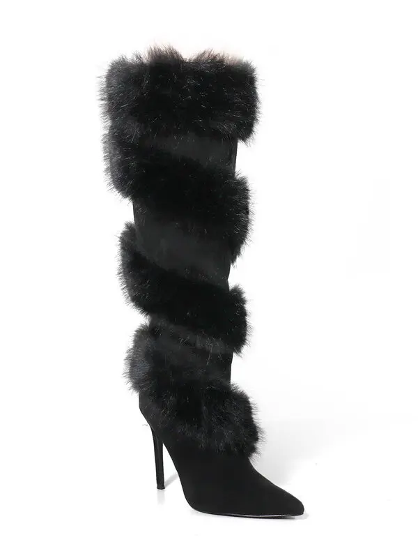 Frederick's Of Hollywood Holly Feather Over-the-knee Boots