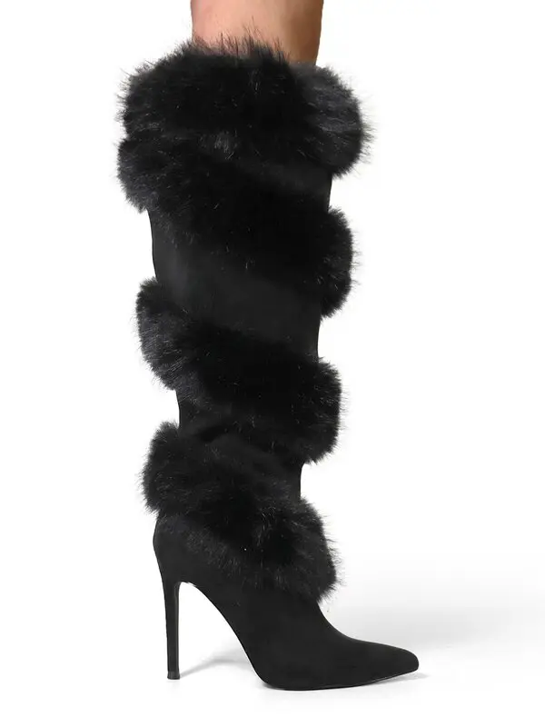 Frederick's Of Hollywood Holly Feather Over-the-knee Boots