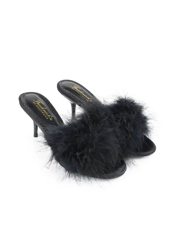 Frederick's Of Hollywood Luxor Feather Mules - Black
