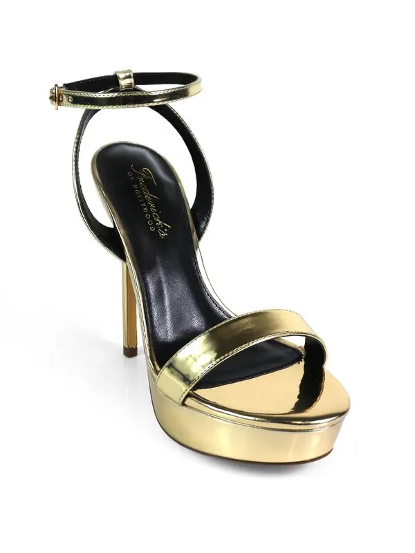 Frederick's Of Hollywood Cupid Strap Platform Heels - Gold