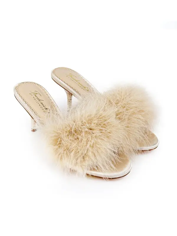 Frederick's Of Hollywood Luxor Feather Mule - Champagne