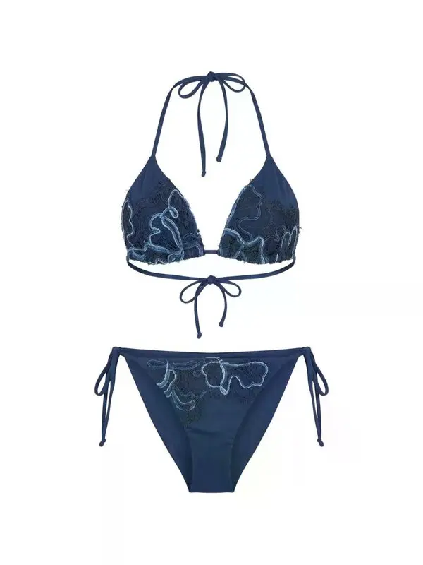 Ermanno Scervino Lace-embroidered Bikini - Blue