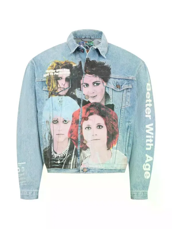 BETTER WITH AGE Blanche Graphic-print Denim Jacket - Blue