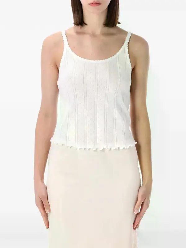 RÓHE Pointelle-knit Scalloped-edge Top - White