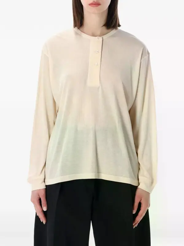 Studio Nicholson Rutas Long-sleeve Henley Top - Neutrals
