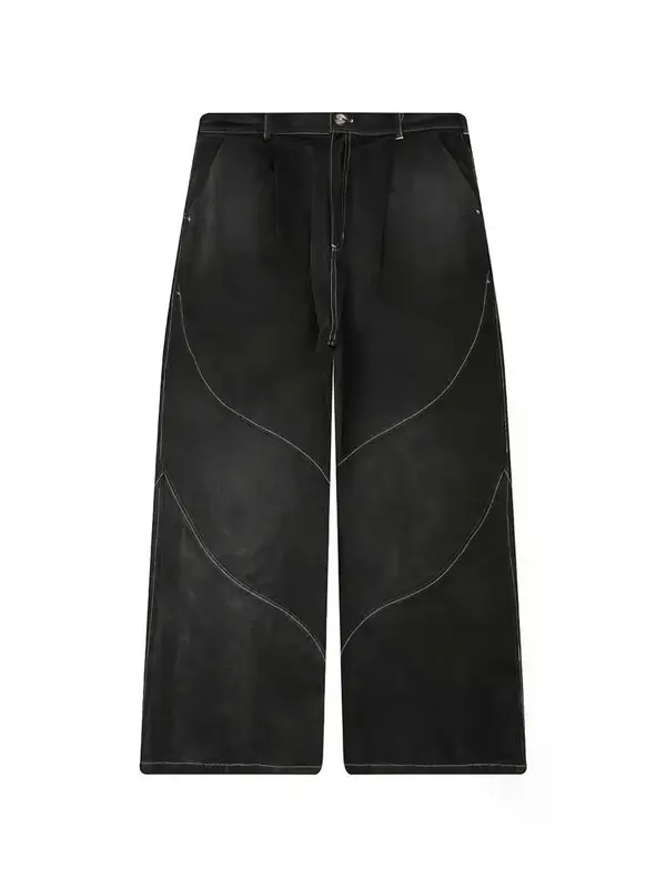 JUNGLES JUNGLES Sun Bleached Slant Wide Leg Jeans - Black