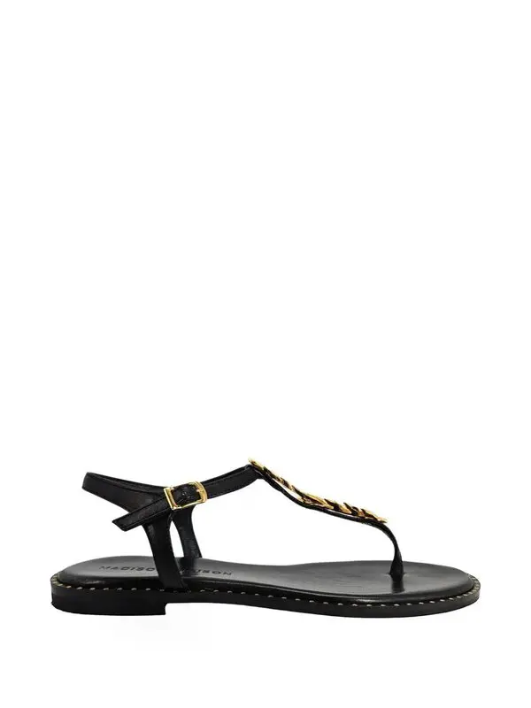 MADISON.MAISON Leaf-embellished Thong Sandals - Black